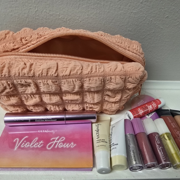 Makeup | Peach Textured Makeup Bag With Assorted Ulta Cosmetics | Poshmark
